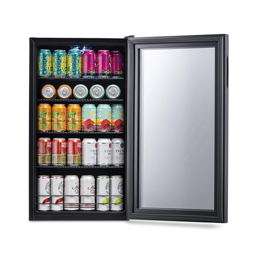 NewAir Beverage Refrigerator Cooler with 126 Can Capacity - Freestanding Mini Bar Beer Fridge for Bedroom, Dorm, Office - Small Refrigerator Cools to 37F Perfect For Beer, Soda, And Drinks