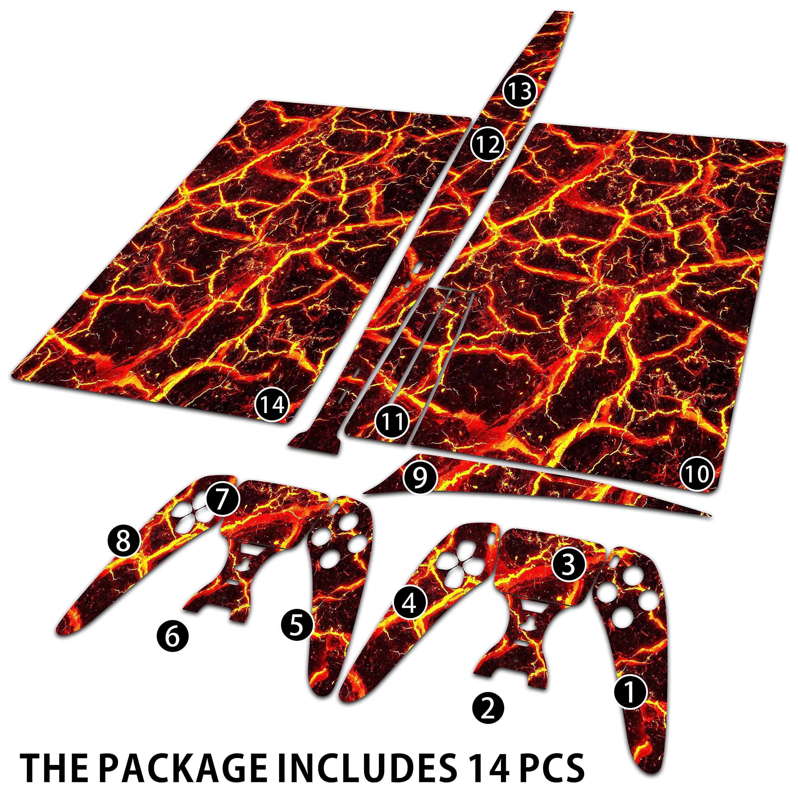 HK Studio Lava Art Decal Sticker Skin Specific Cover for PS5 Disc Edition - Waterproof, No Bubble, Including 2 Controller Skins and Console Skin