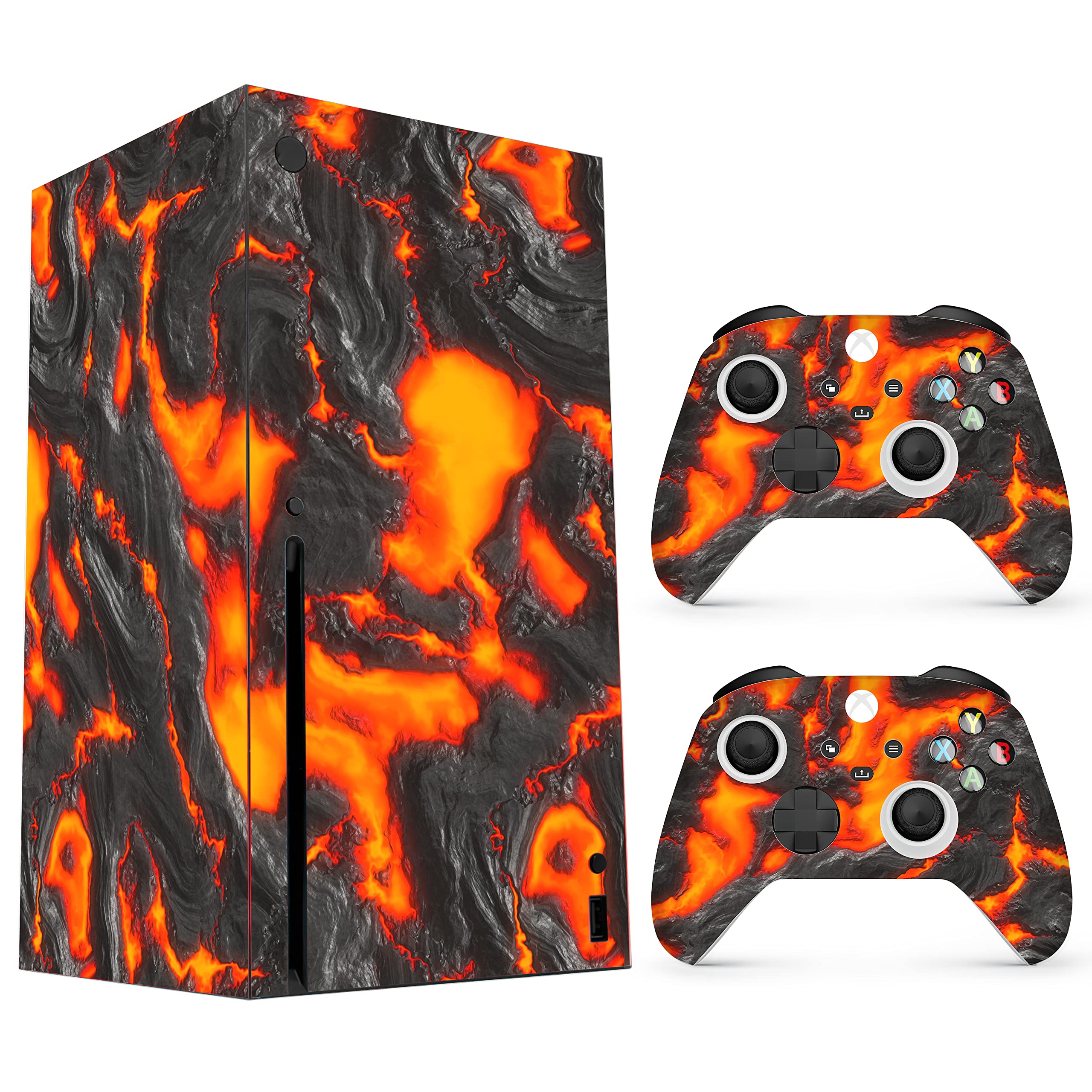 HK Studio Lava Art Decal Sticker Skin to Cover X-Box Series X with No Bubble, Waterproof, Full Protection - Including 2 Controller Skins and Console Skin