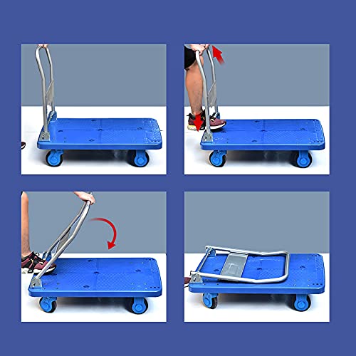 Generic Flatbed Hand Cart Platform Hand Truck Folding Moving Trolley with Quiet Wheels for Warehouse Restaurants Small Cart 440lbs Weight Capacity Heavy Duty Flatbed Cart (Size : 50 * 70)