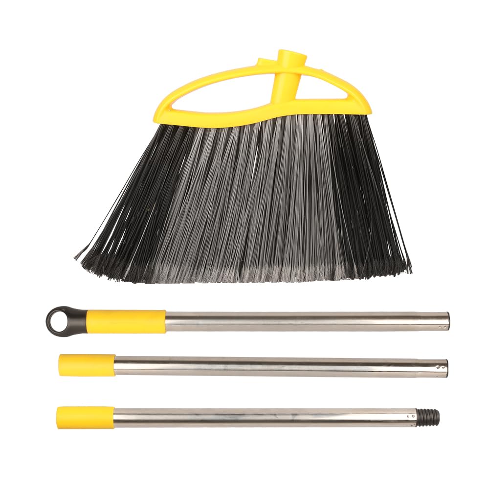 Outdoor Broom with 57” Long Handle, Heavy Duty Broom with Stiff Bristles,Angle Sweeping Broom for Floor Cleaning Garage Patio Garden House and Kitchen