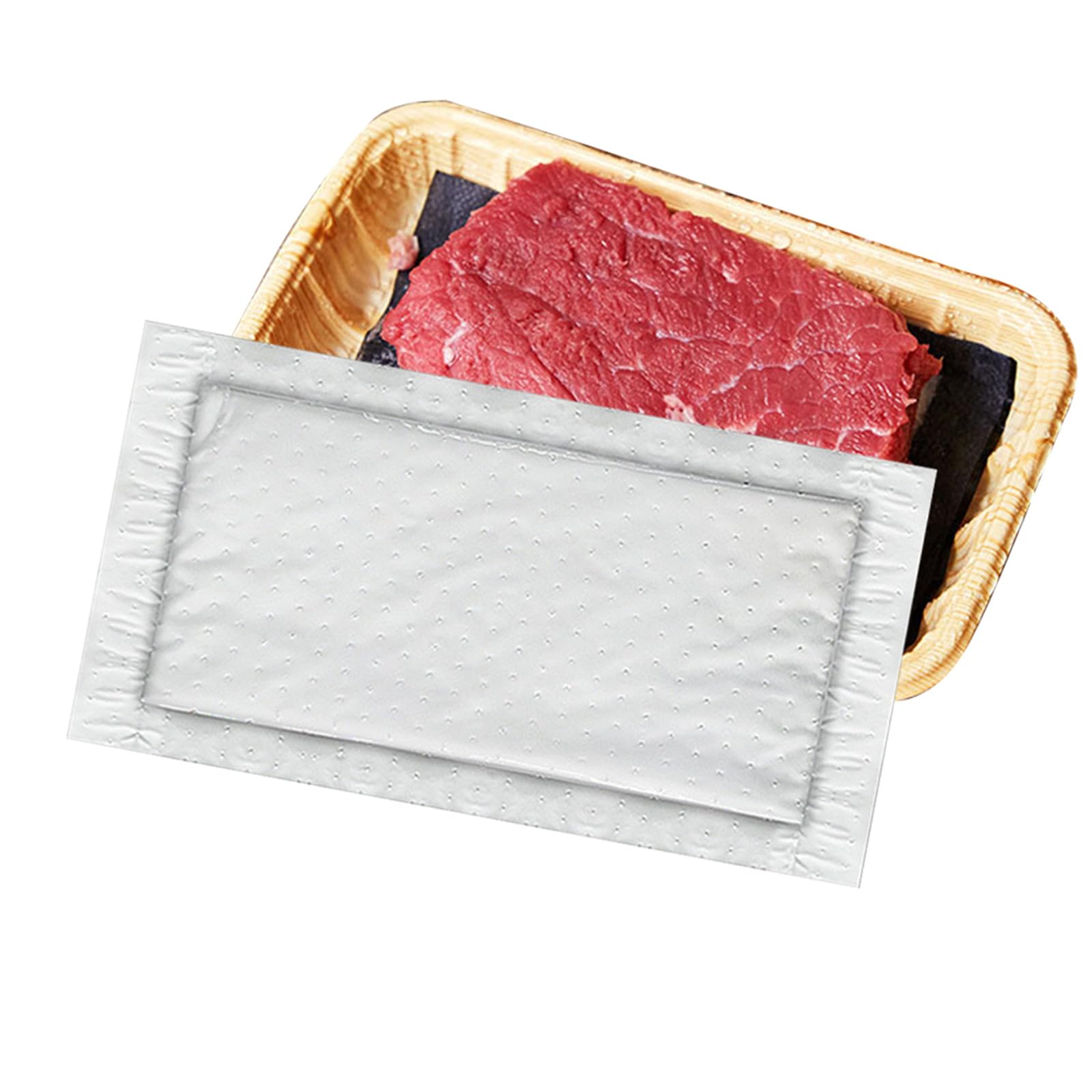 Elvaesther Meat Absorbent Pads, 100pcs Rectangular Meat Absorbant Soaking Pads, Fish and Poultry Foam Tray Pad for Vacuum Sealer Bags 6.3 x 3.14 Inch 100pcs