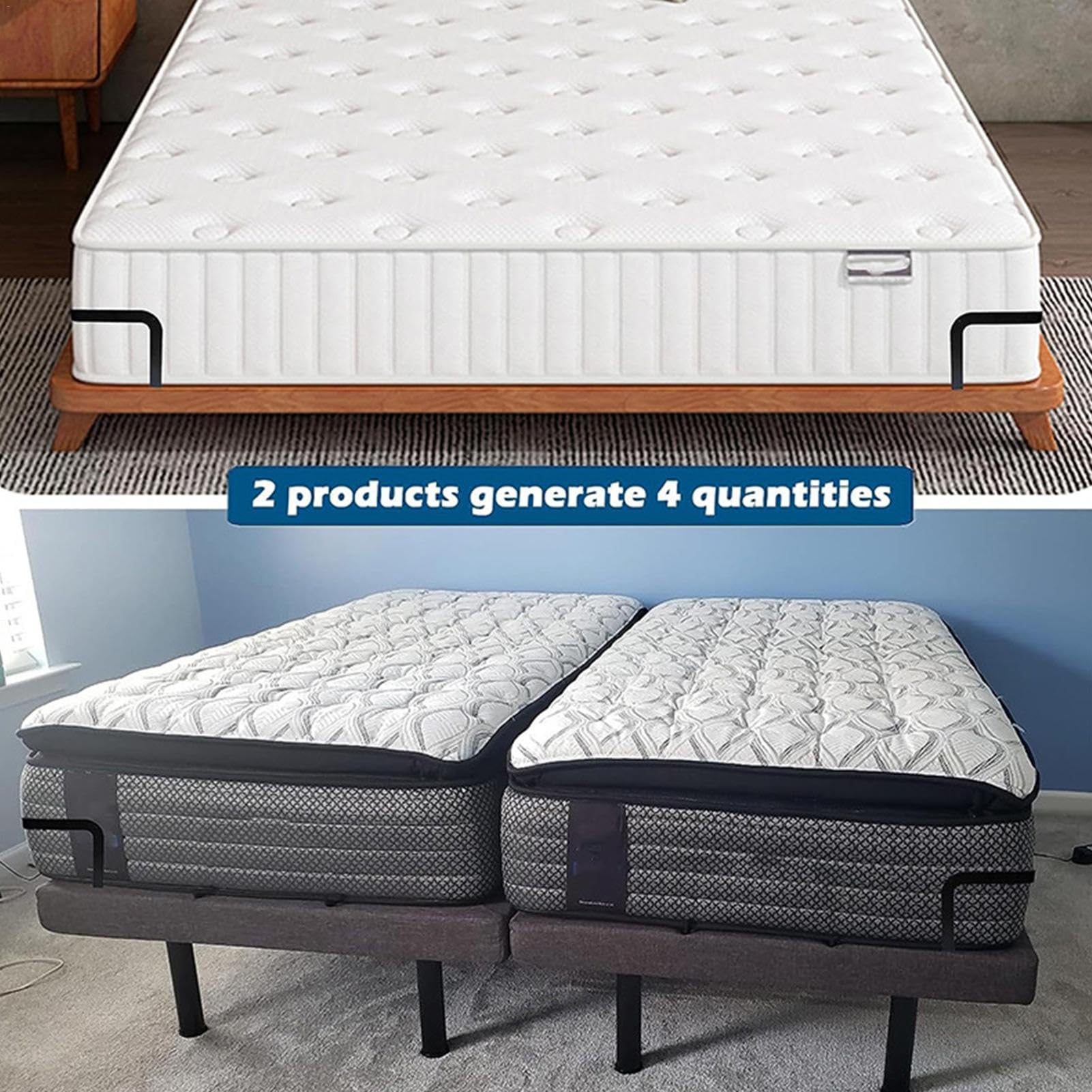 Mattress Stopper - 2 Metal Mattress Holder in Place with 8 Screws | Sturdy Murphy Bed Kit, Strong Anti Slip Mattress Gripper for Bed Frame, Adjustable Beds, Foot of Beds