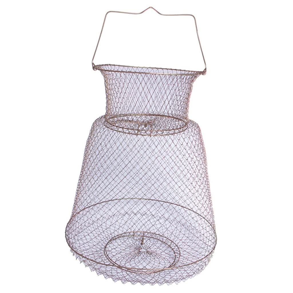 FZZDP Portable Metal Wire Fishing Crabs Squid Shrimp Mesh Cage Cast Net Fishing Trap Network Foldable Net Tackle (Color : Golden 38 * 60 cm)
