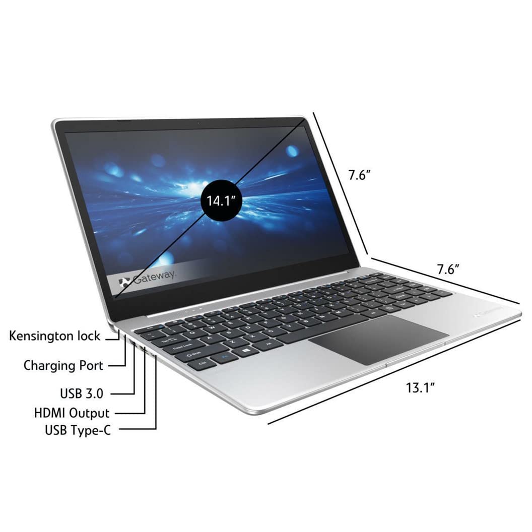Gateway 14" FHD Ultra Slim Laptop, 11th Gen Intel 4-Core i5-1135G7, Intel Iris Xe Graphics, 16GB RAM, 512GB SSD, Tuned by THX, USB-C, HDMI, WiFi, FP Reader, Webcam, SPS HDMI Cable, Win 10