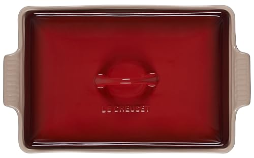 Le Creuset Stoneware Heritage Covered Rectangular Casserole, 4 qt. (12" x 9"), Cerise