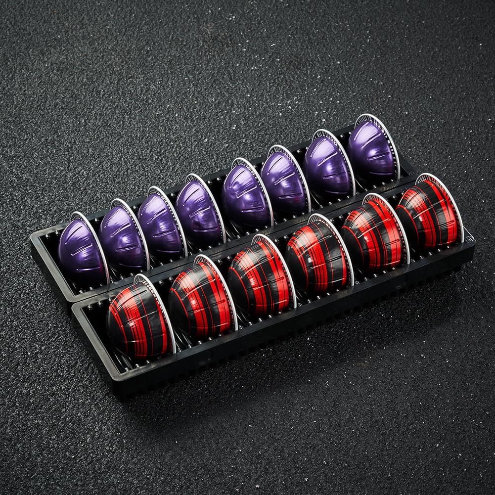 MAULEHUA Coffee Pod Drawer Organizer for Nespresso Vertuo Capsule,Coffee Capsule Storage Tray,Magnetic Connect Black-2Pack (2)