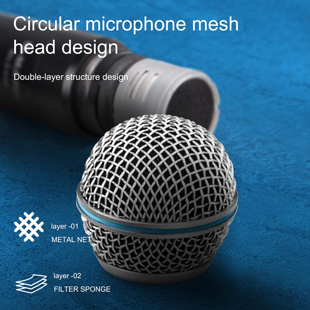 G-MARK Wireless Microphone, VHF Metal 4 Handheld Cordless Dynamic Mic System with Rechargeable Receiver, for Karaoke, Wedding, DJ, Party, Speech, Church, Class Use, (160 ft Range)-Auto Connect