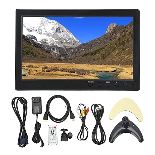 Kufoo Portable Monitor, 10.1 Inch TFT LCD Monitor Remote Control Dual Speakers for Bedroom for Bedside Table (US Plug)