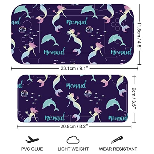 Holographic Mermaid with Dolphin Full Protective Skin Cover Design Wrap Decal Sticker Compatible with Switch and Switch Lite