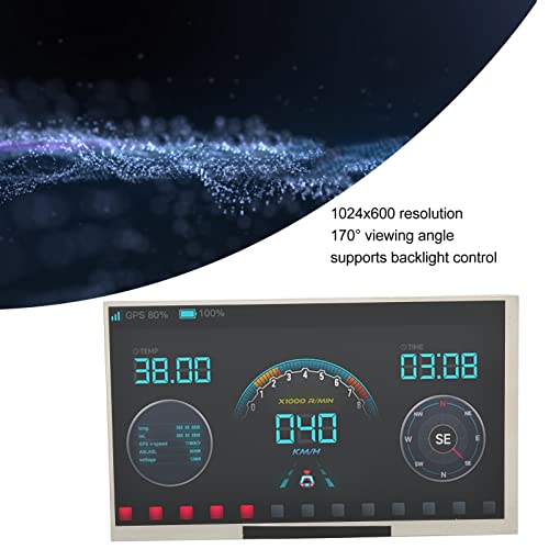 KUIDAMOS Portable Monitor, IPS Thin Screen Multifunctional 1024x600 7 inch Backlight Control 40pin Interface for Smart Home for PCs