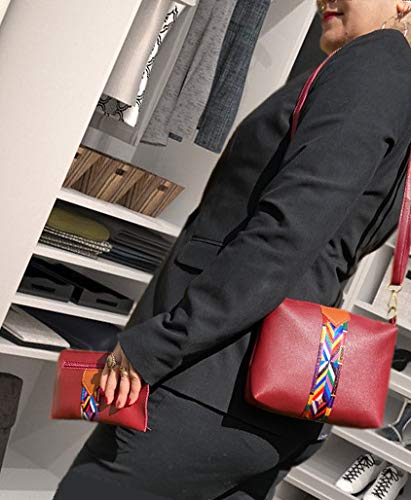 Generic 4 Pack Women Handbag Set, Soft PU Leather Top Handle Bag Set, Tote Bag, Shoulder Bags Crossbody Bag Wallet Purse Burgundy