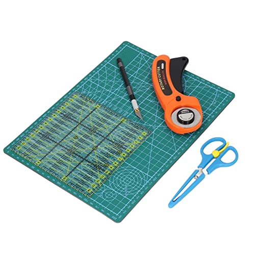 KUIDAMOS Rotary Cutter Set, Stainless Steel Replaceable Blade Fabric Cutter Set Practical Fine Workmanship for Card for Cloth for Cut Paper