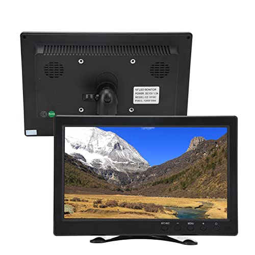 Kufoo Portable Monitor, 10.1 Inch TFT LCD Monitor Remote Control Dual Speakers for Bedroom for Bedside Table (US Plug)