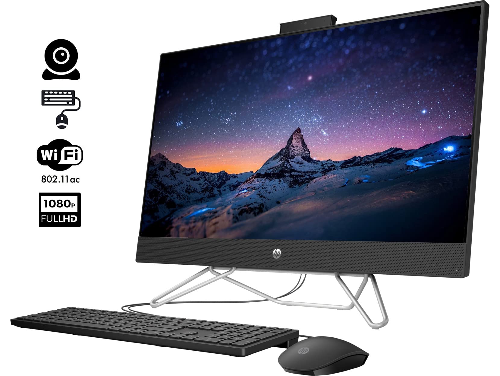 HP Newest All-in-One Desktop Computer, 27'' Full HD Display, AMD Ryzen 5 5500U Processor, 32GB RAM, 512GB SSD + 1TB HDD, Wi-Fi, HDMI, Webcam, Bluetooth, Windows 11 Home, Black
