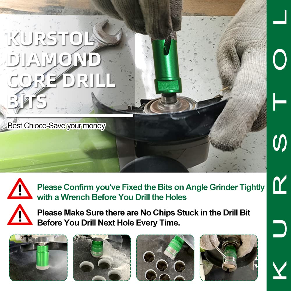 KURSTOL Diamond Core Drill Bits - 1-1/4 Inch with 58-11 Thread Dry Tile Hole Saws for Dry Drilling Porcelain Ceramic Tile Granite Marble Stone Vacuum Brazed Diamond Drill Bit 32mm