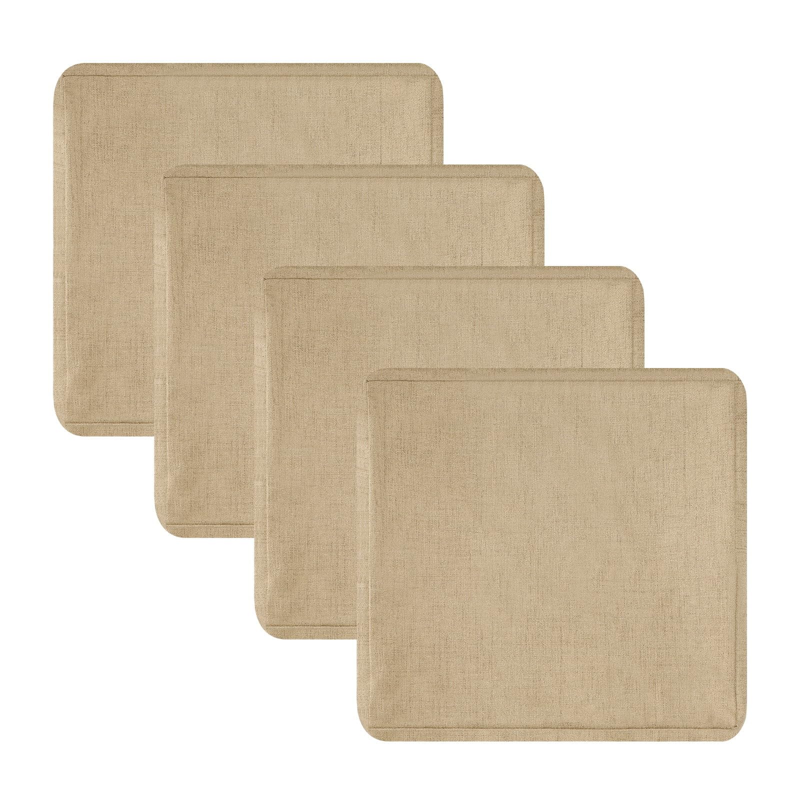 OutdoorLines Faux Linen Outdoor Cushion Covers Replacement 24"x24"x4", Waterproof Patio Cushion Cover for Outdoor Furniture, Outdoor Seat Cushion Covers for Patio, Garden (Set of 4, Camel, Cover Only)