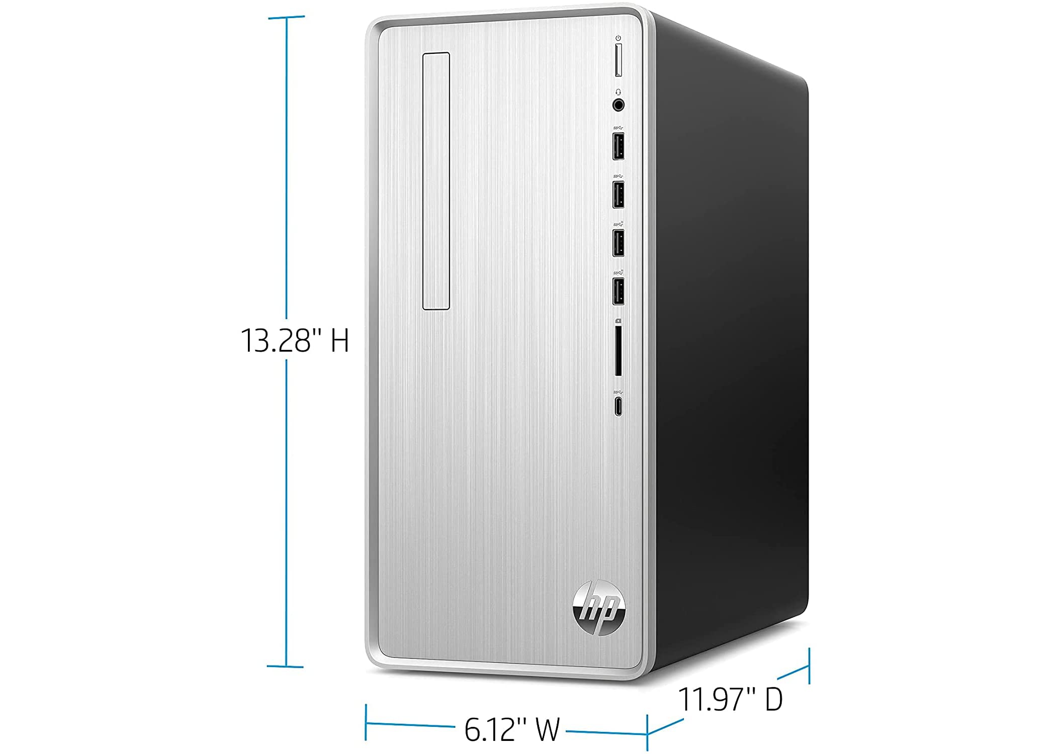 HP Newest Pavilion Desktop, AMD Ryzen 3 5300G Processor, AMD Radeon Graphics, 16GB DDR4 RAM, 512GB PCIe SSD + 1TB HDD, HDMI, VGA, USB Type-C, Wi-Fi, Headset Included, Windows 11 Home, Silver