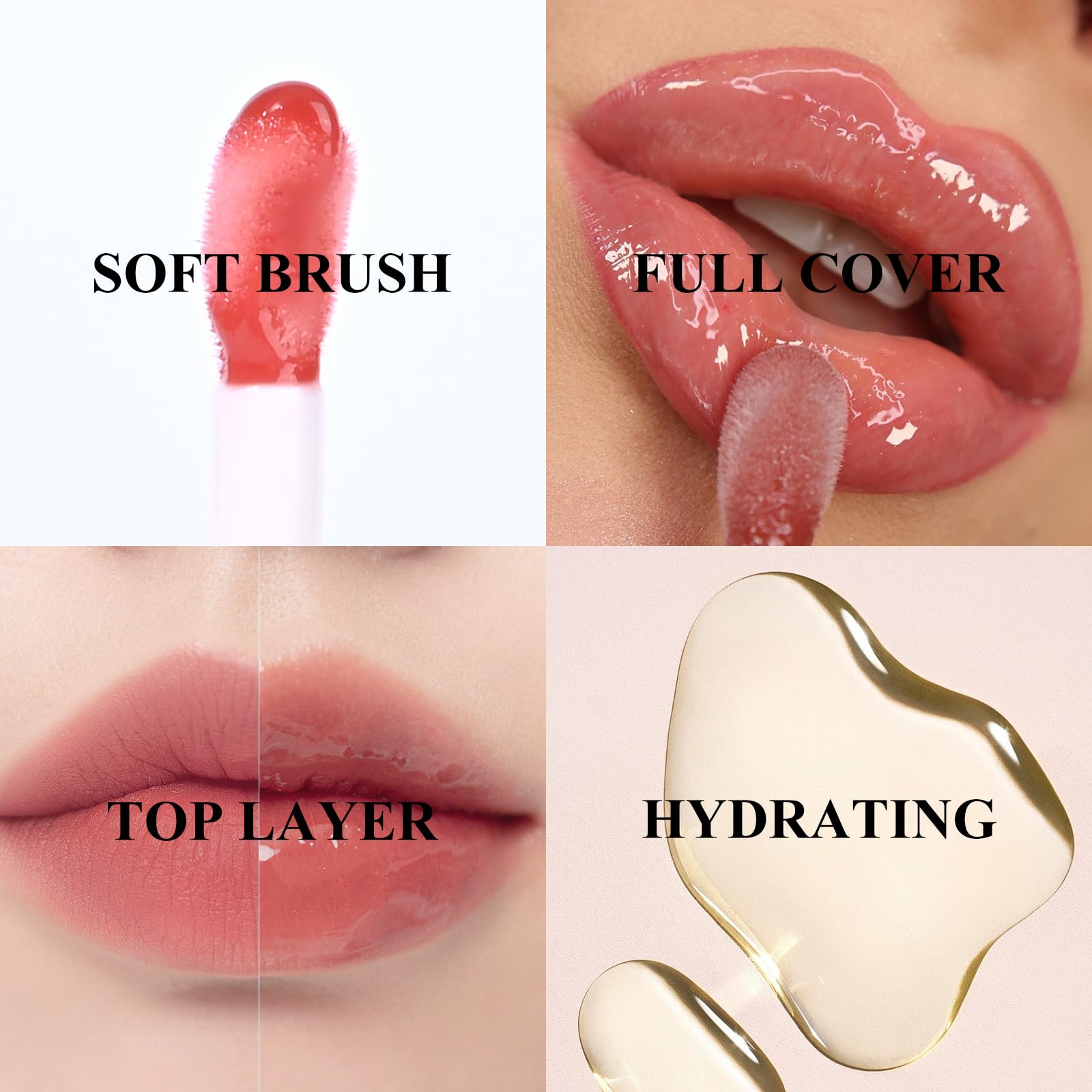 KYDA Hydrating Lip Glow Oil, Moisturizing Lip Oil Glossy Transparent Plumping Lip Gloss, Tinted Lip Oil for Lip Care and Dry Lips-Strawberry