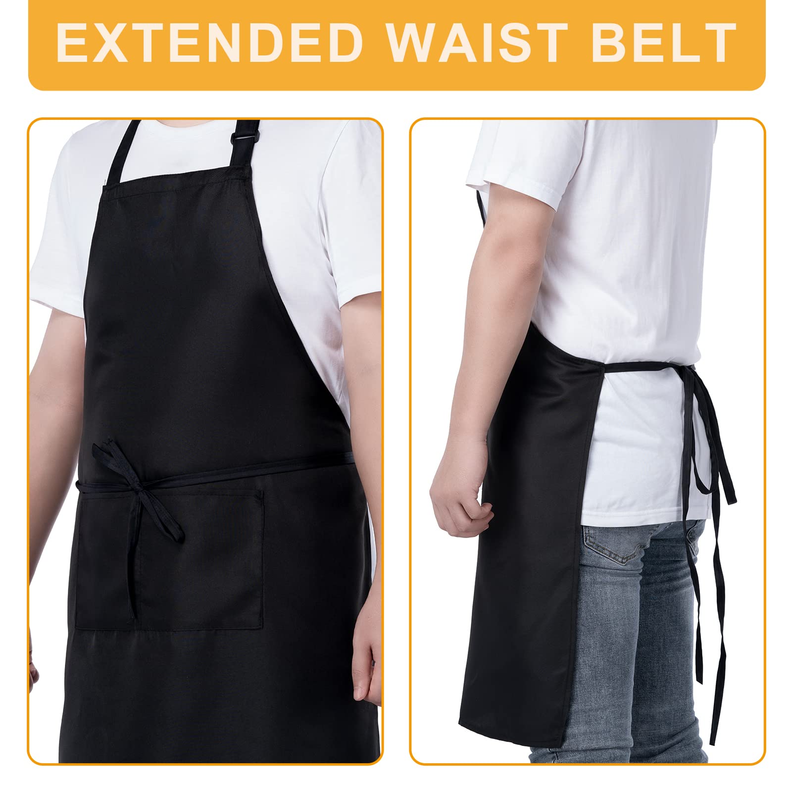 Honmein Apron,2 PCS Waterproof Kitchen Aprons for Women and Men with Pockets, Adjustable Apron for Chef and Server.