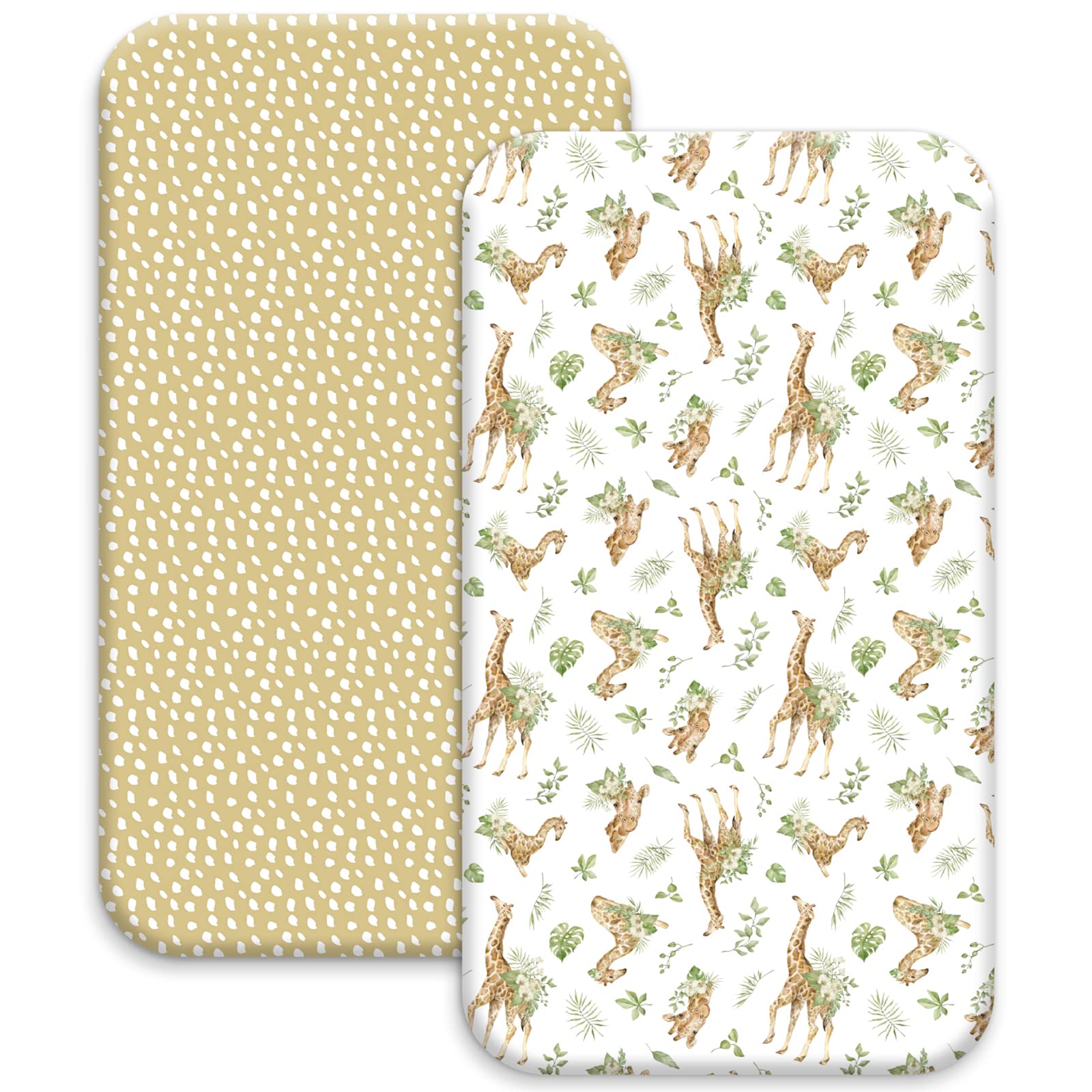 Gllquen Baby Crib Sheets for Boys Girls, Organic Fitted Crib Sheets Elastic Toddler Bed Crib Mattress Sheet Floral Pattern, Standard Safe Crib Sheets for Baby Unisex 52"x 28" x9"(Giraffe)