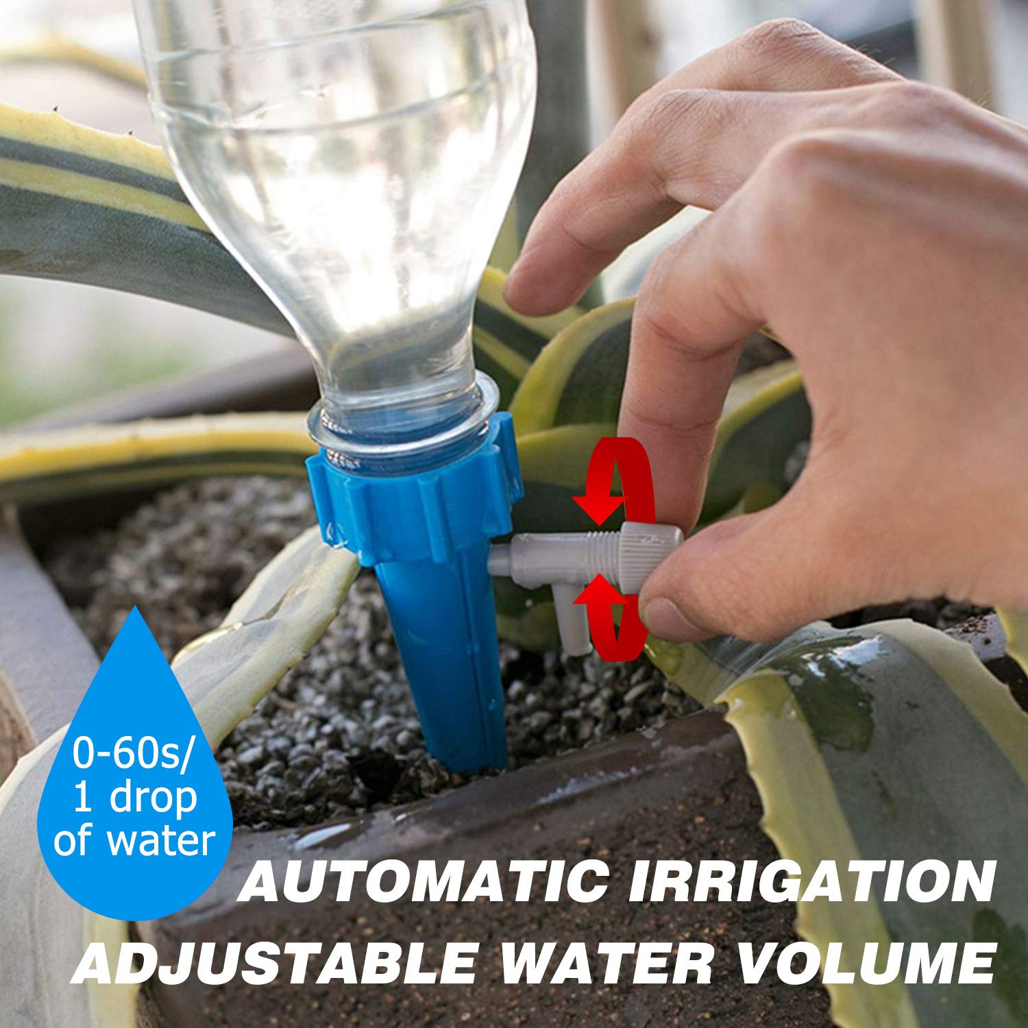 Self Watering Spikes, Slow Release Control Valve Switch Automatic Irrigation Watering Drip System, Adjustable Water Volume Drip System for Vacation and Outdoor Plant Watering-12Pack(6 green&6 blue)