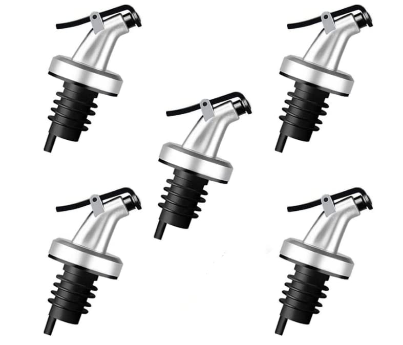 HORNO 5 Pack Oil Spouts, Olive Oil Vinegar Bottle Stopper Dispenser, Leakproof Bottle Spouts for Oil, Vinegar, Olive Oil, Salad, Wine, Etc