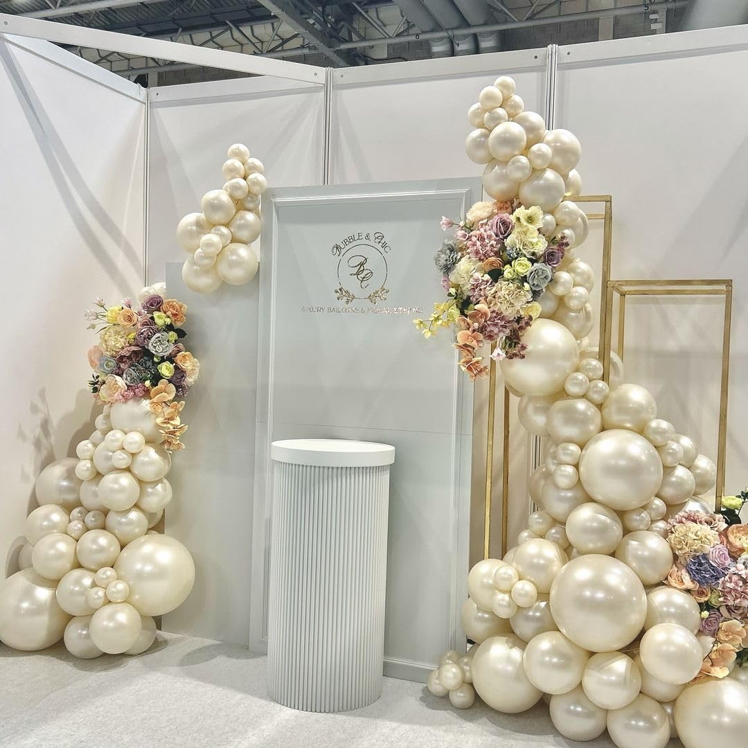 Pearl White Balloons Garland Arch Kit Different Sizes 70 PACK18/12/10/5 Inch Double-Stuffed White Ivory Latex Balloon for Wedding Birde to be Birthday Anniversary Decorations