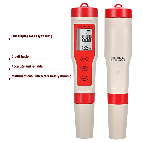 GLOGLOW 0.00 to 14.00pH Water Quality Test Pen, Water Quality Tester, for Fish Industrial Wastewater Laboratories Aquarium
