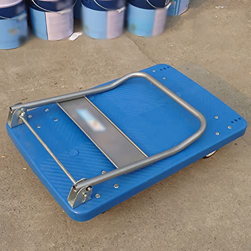 Generic Platform Hand Truck Platform Truck with Silent Wheels Foldable Handle Plastic Deck Push Cart for Home Office Bookstores Moving High Capacity Trolley Foldable (Size : 90 * 60-660lbs)