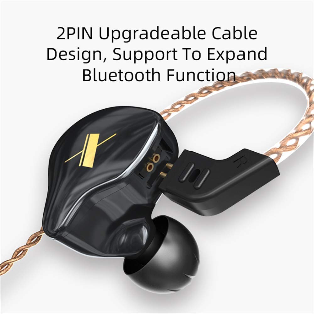 KZ EDX Wired Headset in Ear Entry Level HiFi Headset 3.5mm Detachable 2pin IEM bass Music Game Headset (Black, No mic)