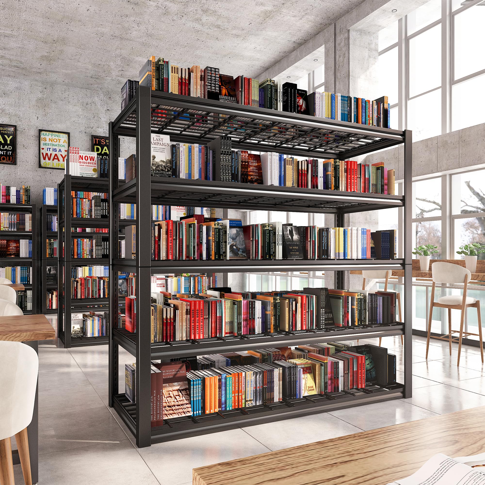 REIBII 3010LBS Storage Shelves 48.2'' W Garage Shelving Heavy Duty Shelving 5 Tier Adjustable Metal Shelves for Storage Rack Wire Shelving Industrial Utility Shelf 48.2'' W X 24.5'' D X 72'' H