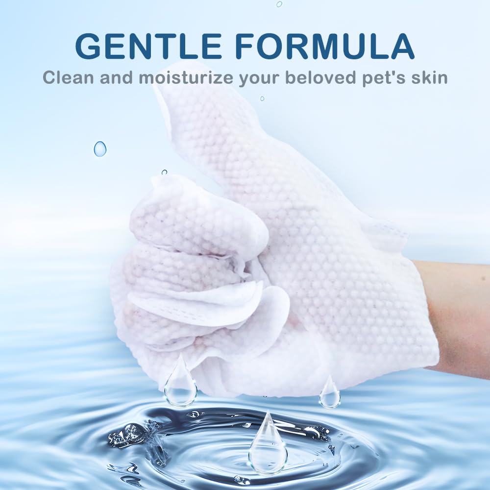Generic Pet Bathing Wipes for Dogs & Cats - 6 Pcs Dog and & Cleaning Gloves Wipes,Gentle Cleaning for Paws, Ears, Fur, Eye and Butt, white