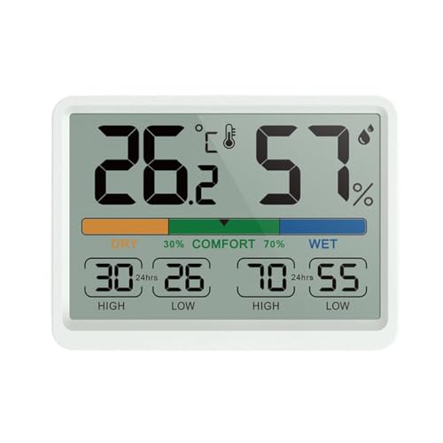 LNYHLXS Digital Temperature Aand Humidity Meter Indoor Household Magnetic Suction with Clock Refrigerator