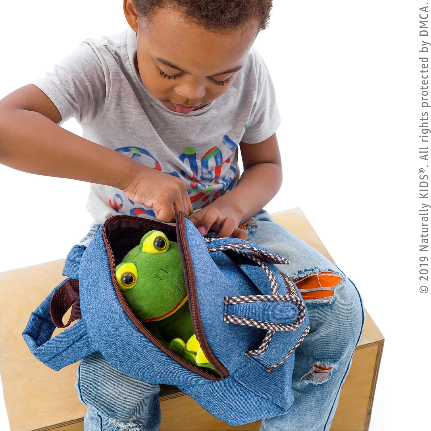 Frog Backpack for Toddler, Frog Toys for Kids 3-5, Frog Stuffed Animal