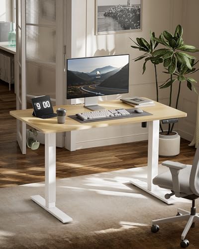 Marsail Electric Standing Desk, Adjustable Height Stand up Desk, 48 x 24 Inches Sit Stand Home Office Desk, Computer Desk, Maple