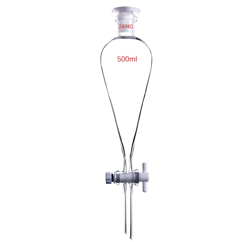 Laboratory Equipment 500ml Pear-Shaped Separating Funnel Glass Separating Liquid Essential Oil Separating Funnel (500ml)