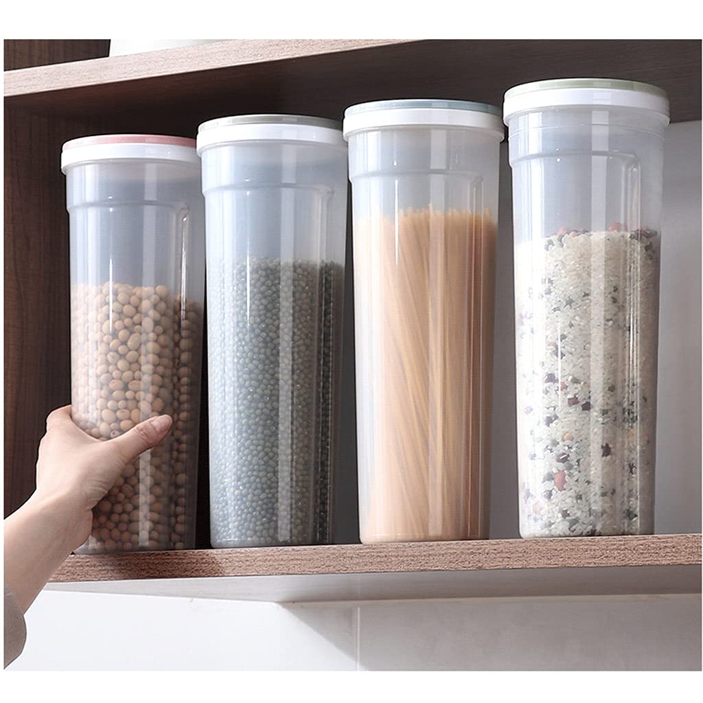 FSHAN Kitchen Jars 2L Tall Clear Spaghetti Pasta Storage Container with Adjustable Lid Plastic Kitchen Food Storage Jar Kitchen Storage Containers Useful Container Set (Color : 1pcs A)