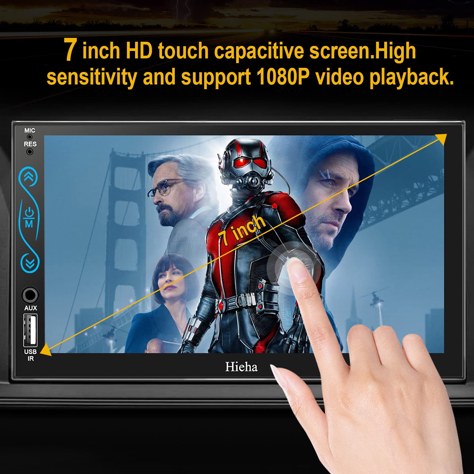 Double Din Car Stereo 2023 Upgraded 5.3 Bluetooth with Voice Control/Backup Camera- 7’’ HD LCD Touch Screen Audio Receivers, Subwoofer, Apple Carplay & Android Auto Radio MP5 Player, Mirro Link, SWC