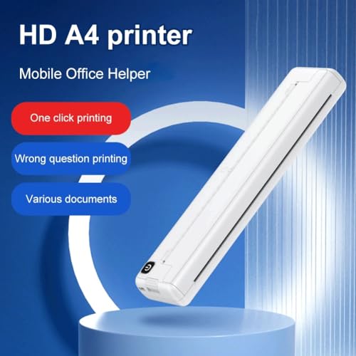 GAELOP DFHBFG Portable Mini Inkless A4 Thermal Printer Pocket Photo Document Printer -Compatible Thermal Printer Easy to Use