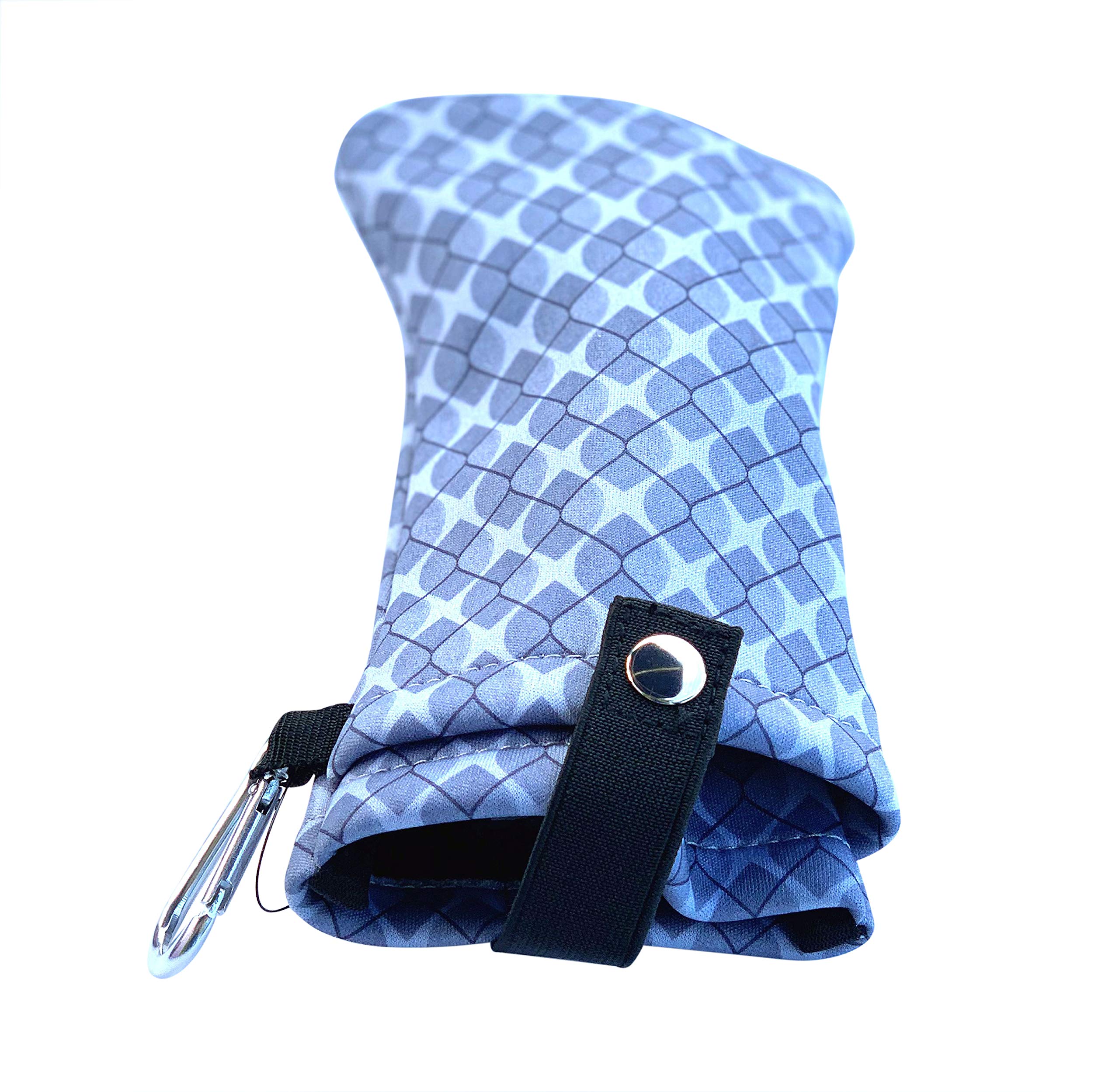 Double Eyeglass Case Pouch and Soft Sunglasses Holder with Clip by Buti-Eyes (Grey Mod Waves)