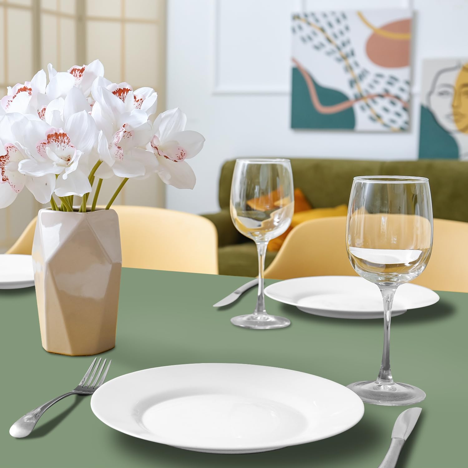 CXPSINC Sage Green Plastic Tablecloth Rectangle Plastic Table Cover 54 x 108 Inch Disposable Tablecloths for Birthday Party Wedding Baby Shower Dining Events (4 Pack)