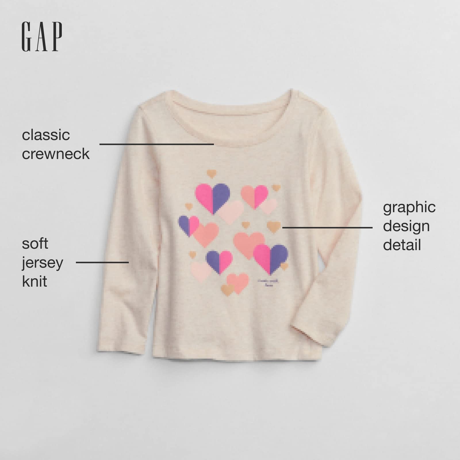 GAP Baby Girls Long Sleeve Graphic Tee T Shirt, Modern Red, 5T US