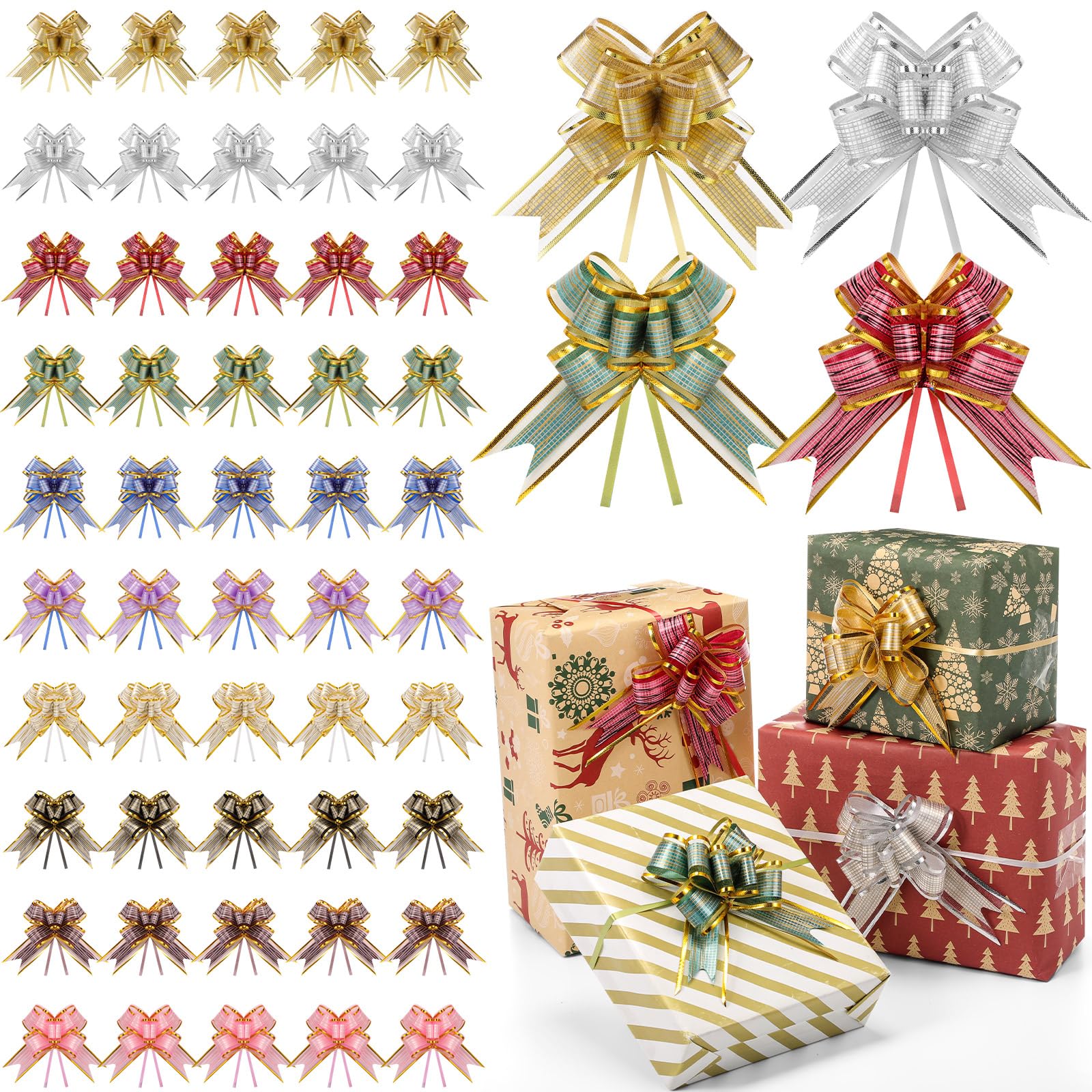 Geosar 200 Pieces 3.5 Inch Mini Pull Bows Gift Wrapping Butterfly Knot for Holiday Wedding Birthday Presents Baskets Wrapping Decoration (Multicolor)