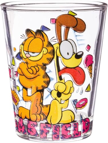Silver Buffalo Garfield Poses 4 Pack Mini Glass Set Featuring Garfield and Odie, 1.5 Ounces