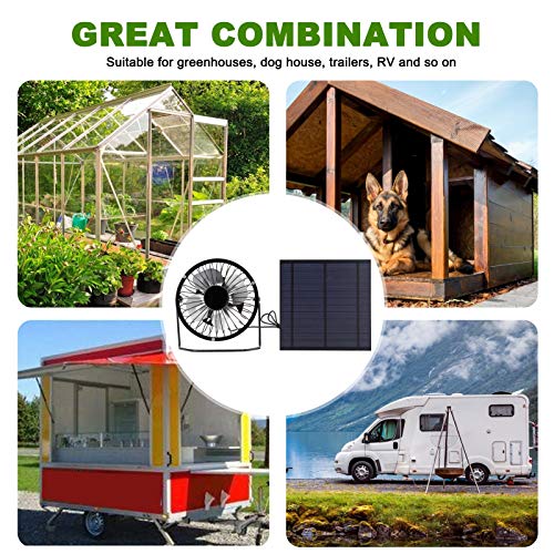 Hyuduo 5W USB Solar Panel Powered Cooling Fan, Portable Mini Fan Photovoltaic Solar Panel Set for Outdoor Home Travelling Chicken House, 5.3 Inch,Solar Panels