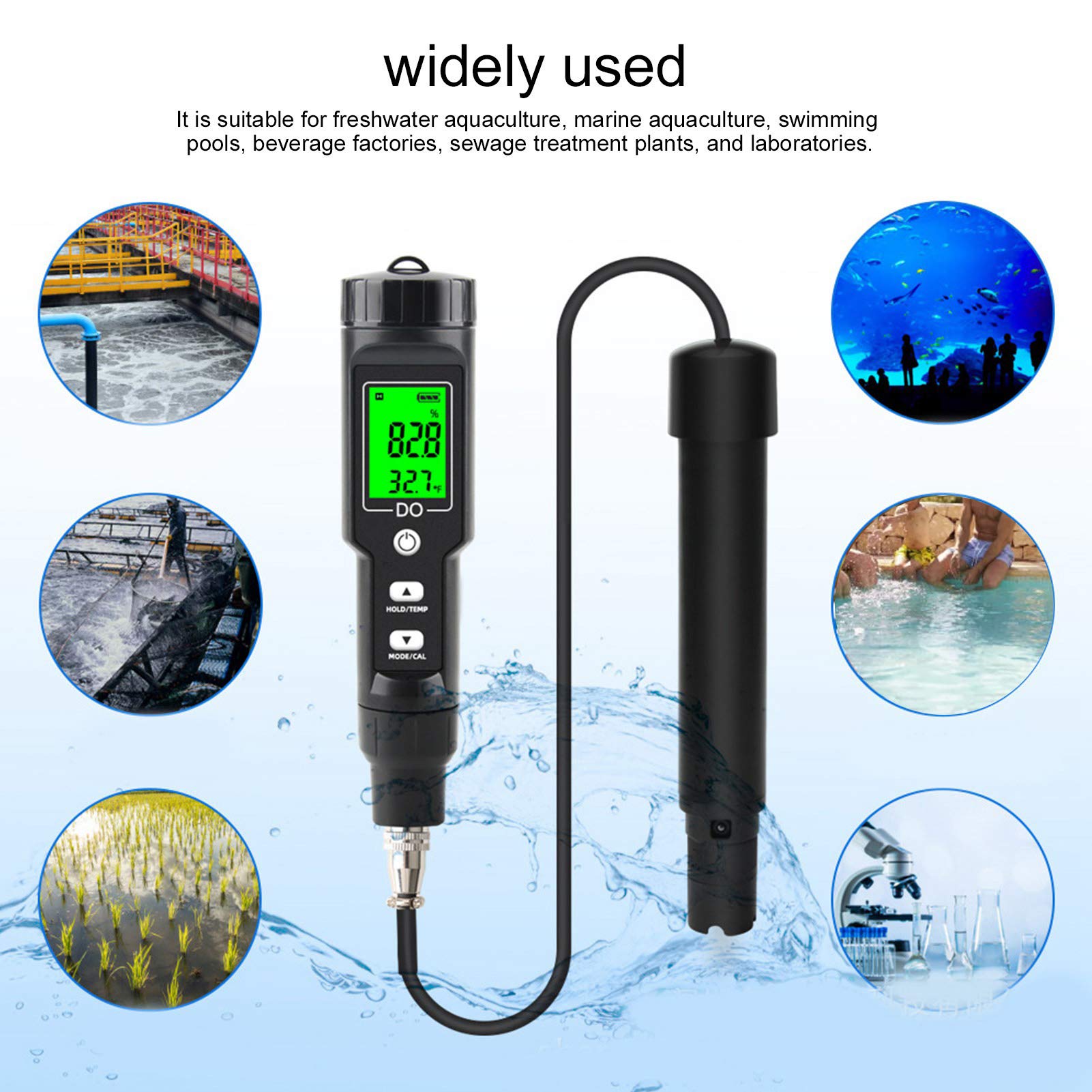 Hyuduo Digital Dissolved Oxygen Meter PH Water Quality Temperature and Humidity Meter Analyzer for 0.0β40.0mg L Oxygen Concentration Portable DO Pen