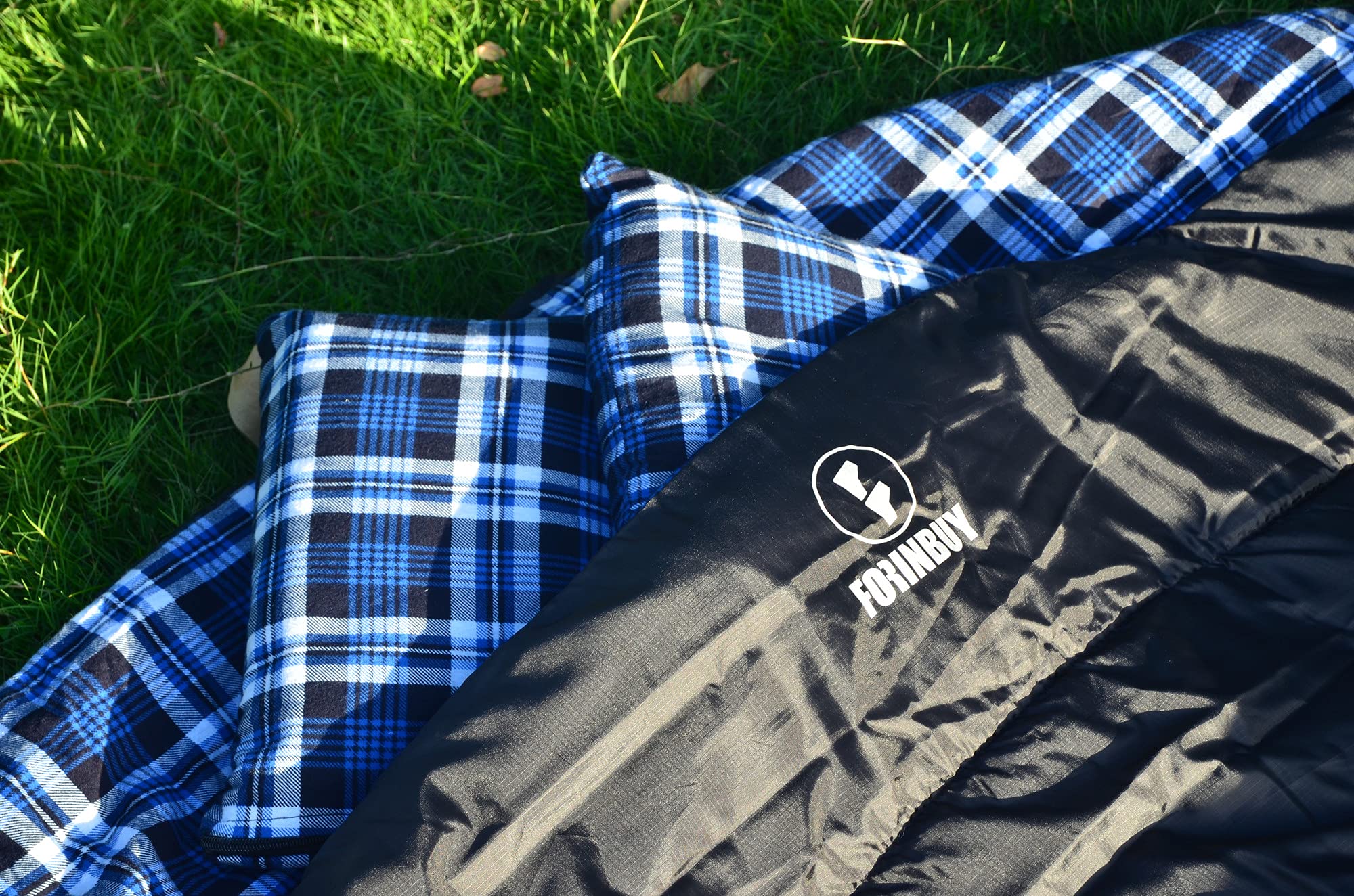 Double Sleeping Bags for Adults Waterproof Couple Two 2 Person Sleeping Bags for Camping Backpacking Hiking with 2 Pillows & Compression Sack Lightweight 3 Seasons Queen Size with Flannel Liner
