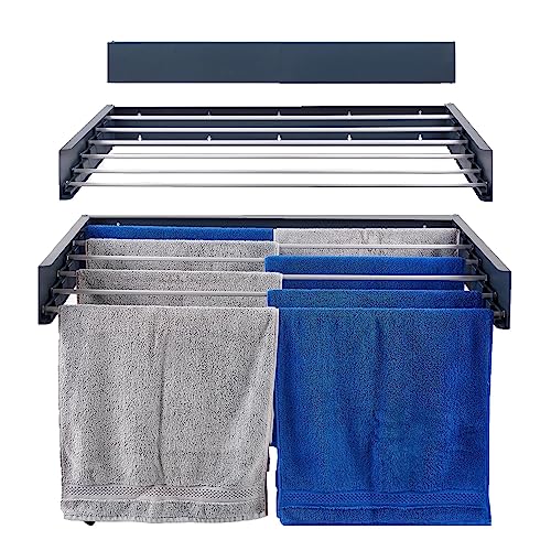 NEBU Clothes Laundry Drying Rack 40â- an Elegant Wall-Mounted Hanger, Folding Stainless Steel Collapsible, Space Saver with 20 Linear feet, Drying Capacity 40lbs