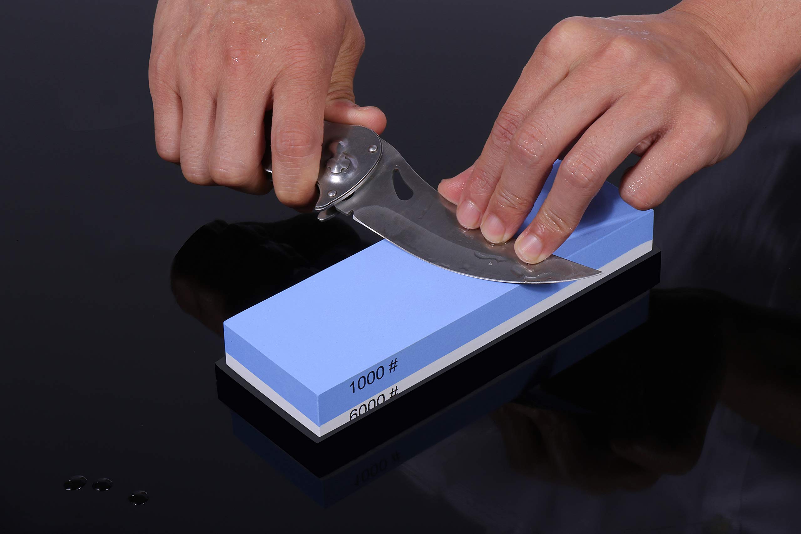 DIBALA Double-sided Sharpening Stone Set,1000/6000 And 3000/8000 Grit Set,2-IN-1 Whetstone Knife Sharpening Kit with Silicone Pad,Safe Knife Sharpener Set